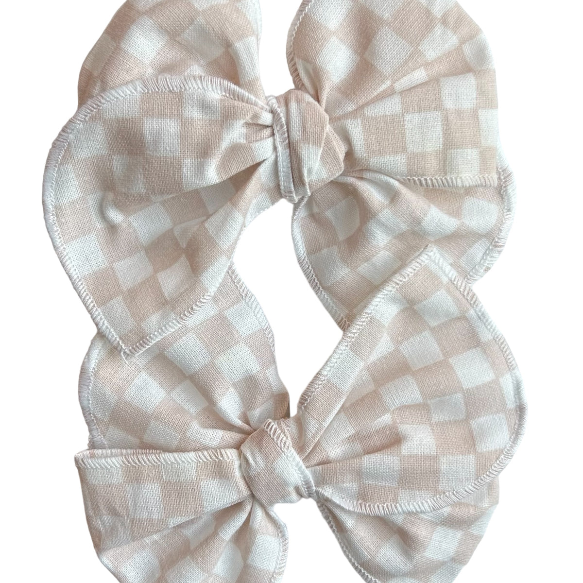 Neutral Checkered Midi Bow Pigtail Set – EVIE + OAK